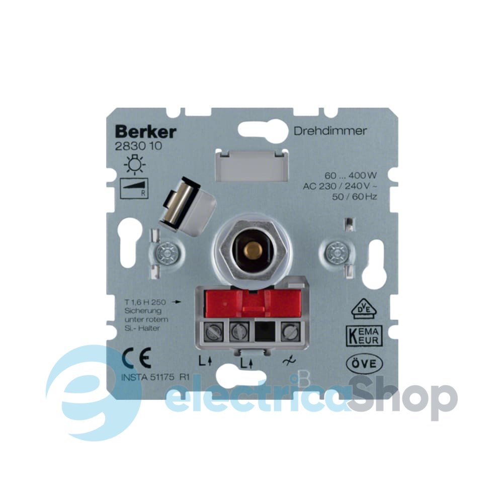 Поворотно натискний димер Berker 283010 з регулюючої кнопкою 400 Вт ...