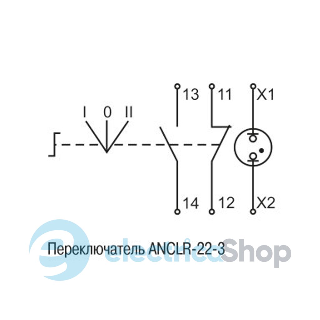 Переключатель АNСLR-22-3 на 3 фикс.полож.зеленый неон/240В I-O-II 1з+1р ...